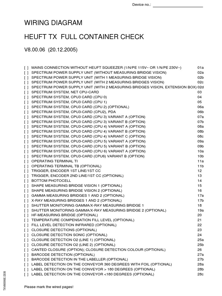 Heuft TX Wiring Diagram V8.00.06 | PDF | Computer Science | Electrical ...
