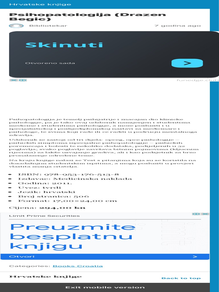 Psihopatologija (Drazen Begic) - Preuzmite Besplatno E-Knjige PDF, EPUB, FB2 | PDF