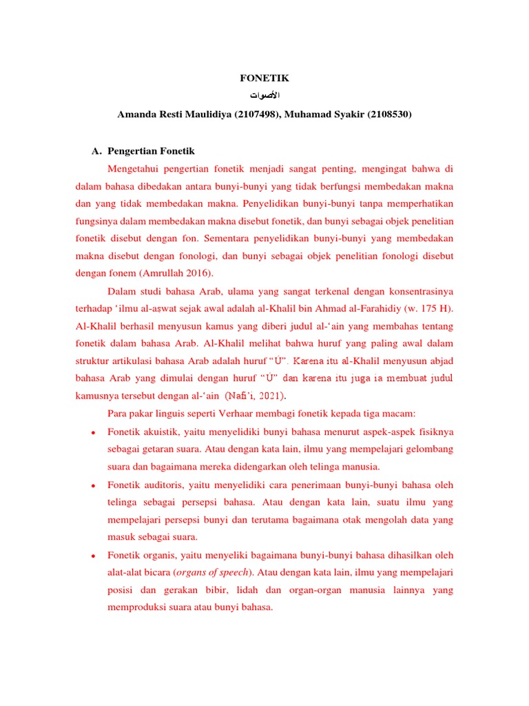 Fonetik dan Fonologi Arab | PDF