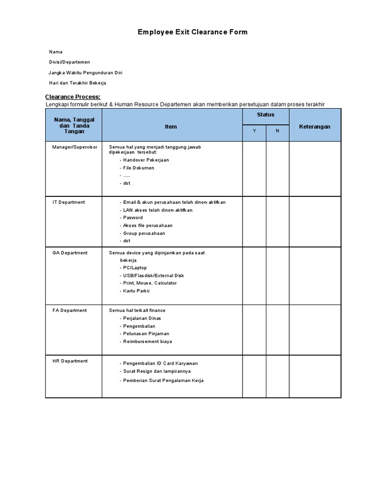 Employee Exit Clearance | PDF