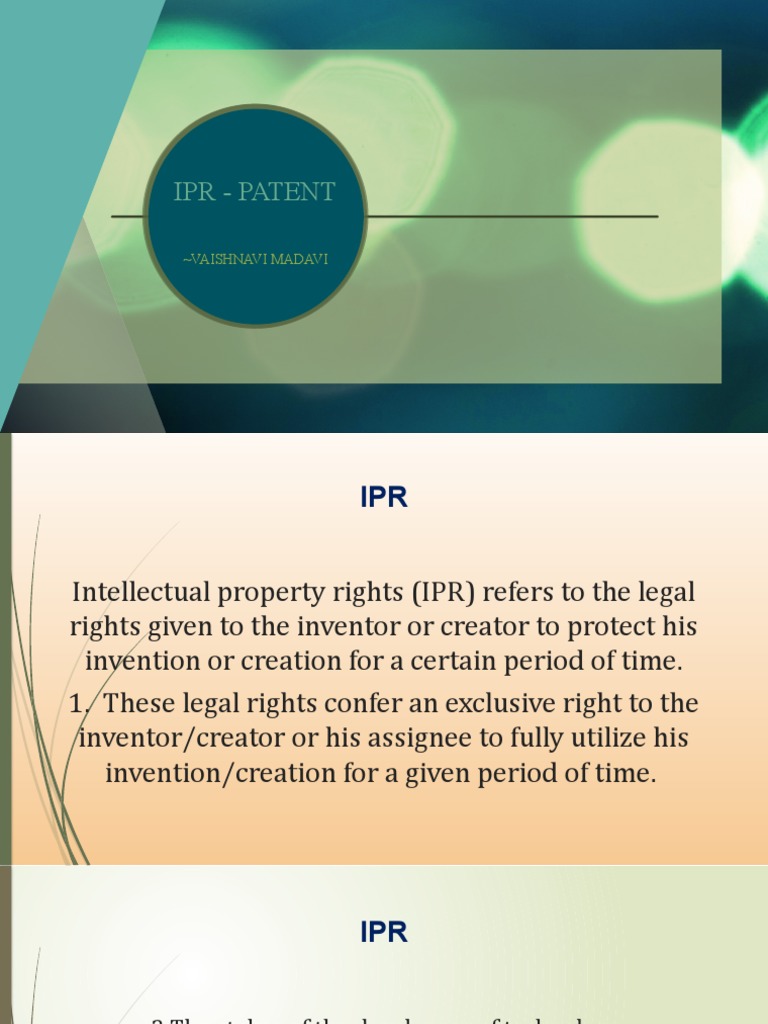 Ipr - Patent | PDF | Law