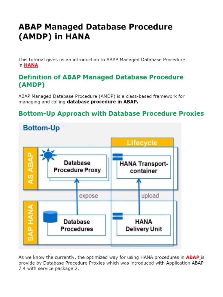 ABAP Managed Database Procedure (AMDP) in HANA | PDF ABAP Managed Database Procedure (AMDP) in HANA | PDF