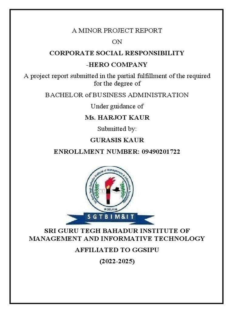 A MINOR PROJECT REPORT HERO CORP Fenal Ala | PDF | Automotive Industry ...