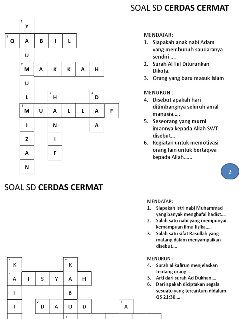 Soal Puzzle Cerdas Cermat | PDF