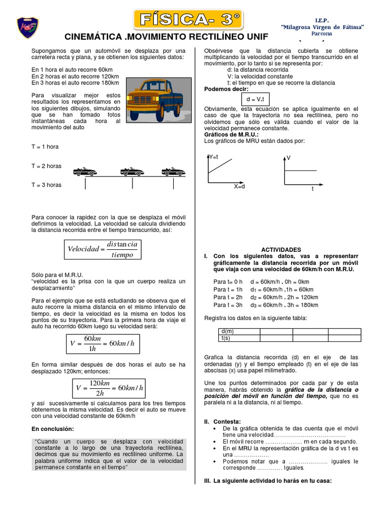 MRU-Nivel II-3ro | PDF | Velocidad | Cinemática