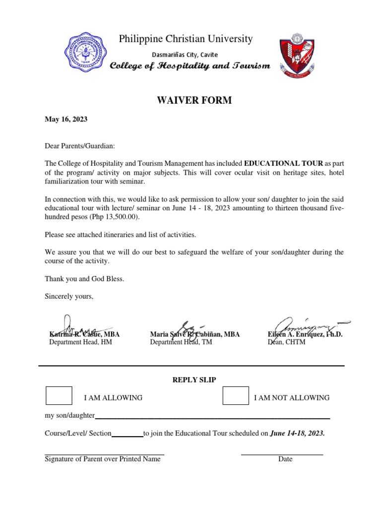 WAIVER-FORM-EDUCATIONAL-TOUR | PDF