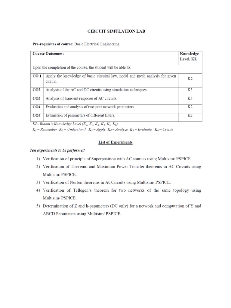 Circuit Simulation Lab | PDF