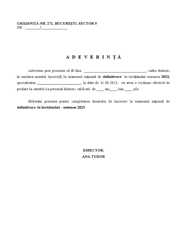 Model Adeverinta Vechime | PDF