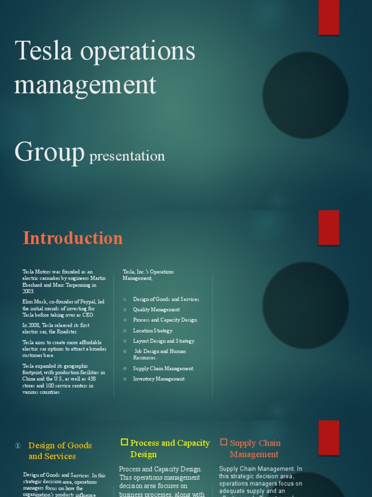 Tesla Motors#Prese | PDF | Supply Chain | Operations Management