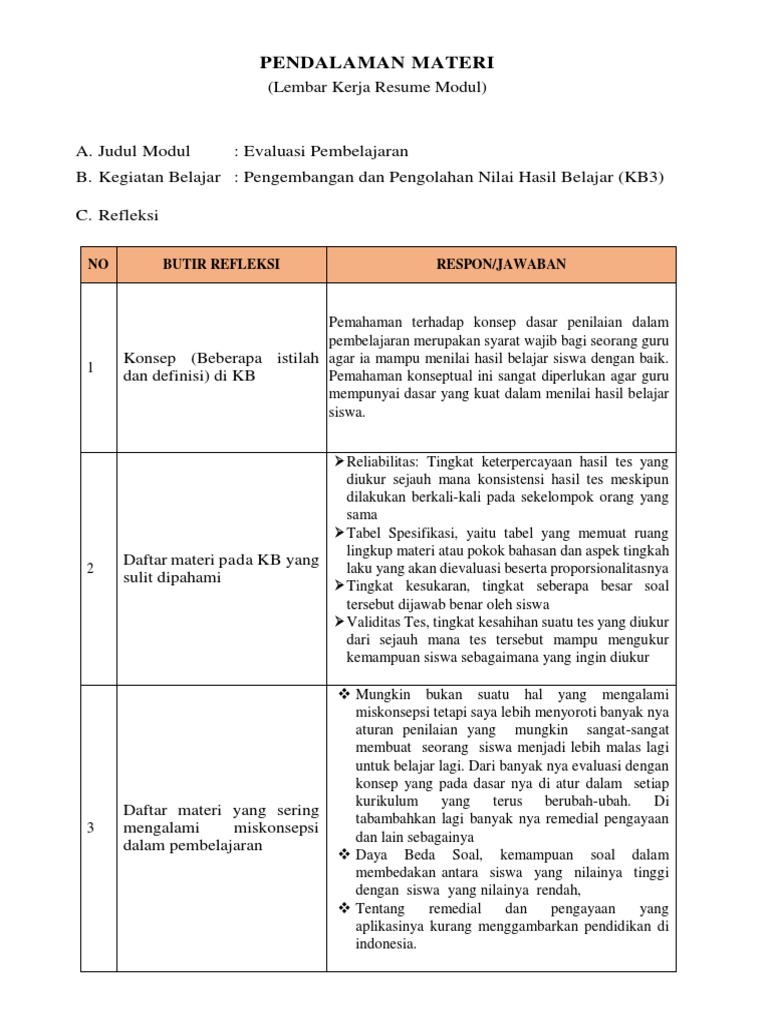 Resume KB 3 Evaluasi Pembelajaran | PDF