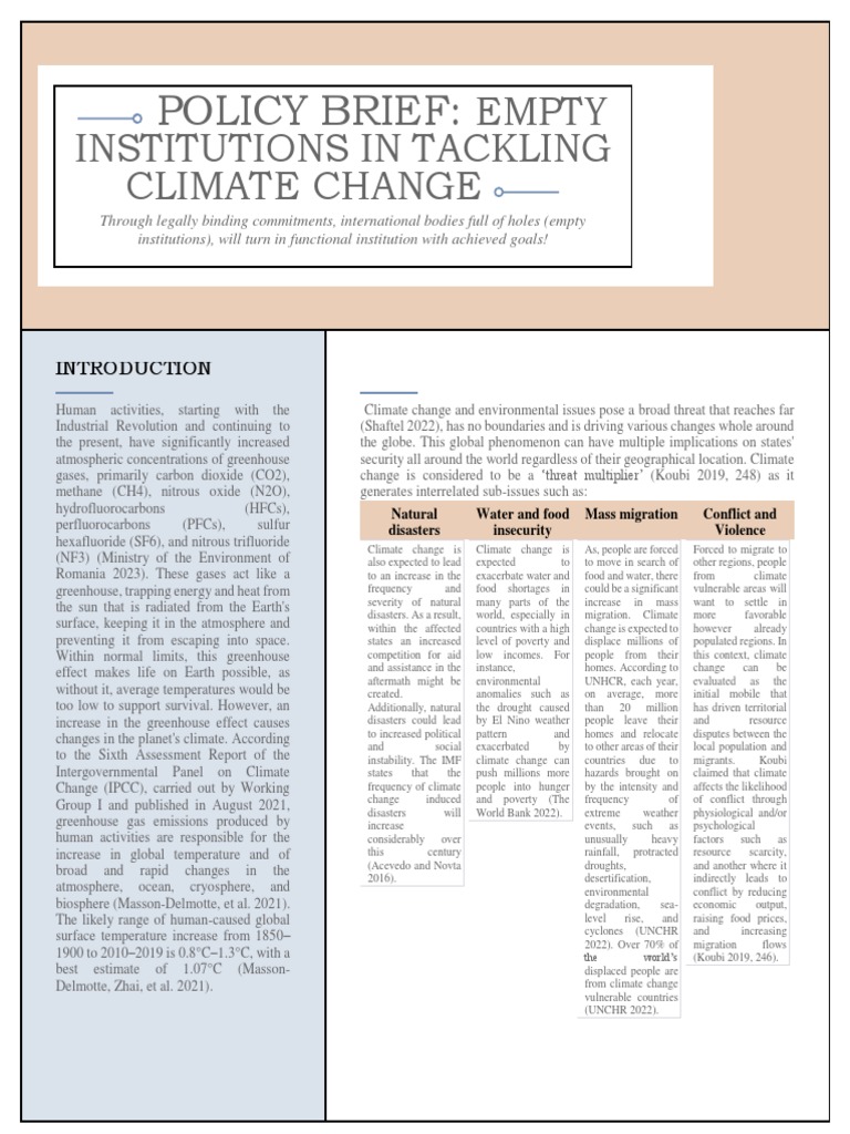 Policy Brief: Empty Institutions in Tackling Climate Change | PDF ...