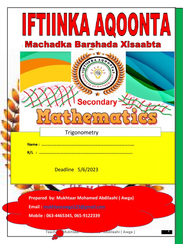 Assignment Trigonometry | PDF | Angle | Mathematics