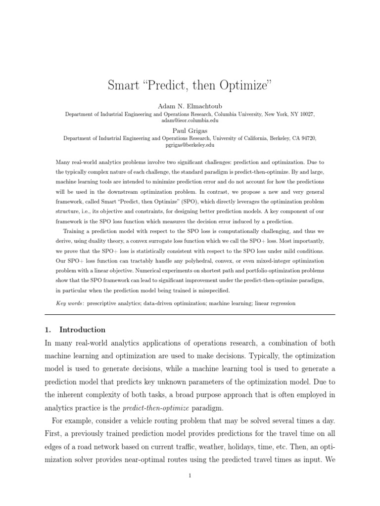Smart "Predict, Then Optimize" | PDF | Mathematical Optimization | Machine Learning
