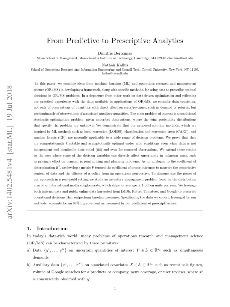 From Predictive To Prescriptive | PDF | Regression Analysis | Statistics