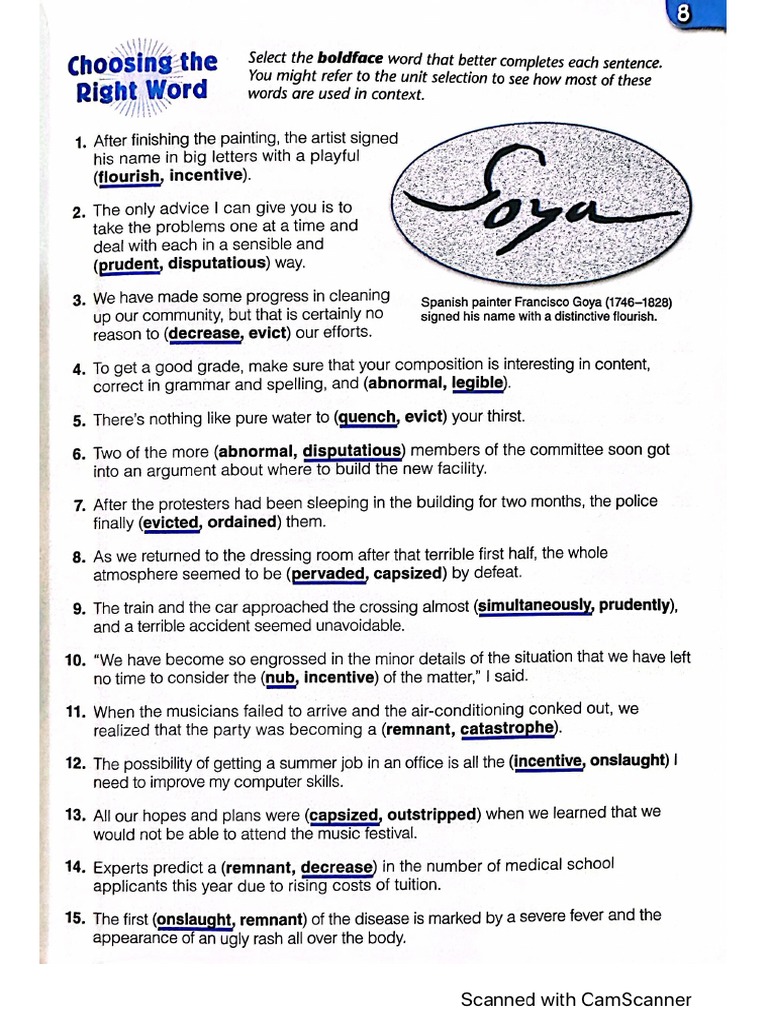 Sadlier Vocabulary Unit 8 Answers | PDF