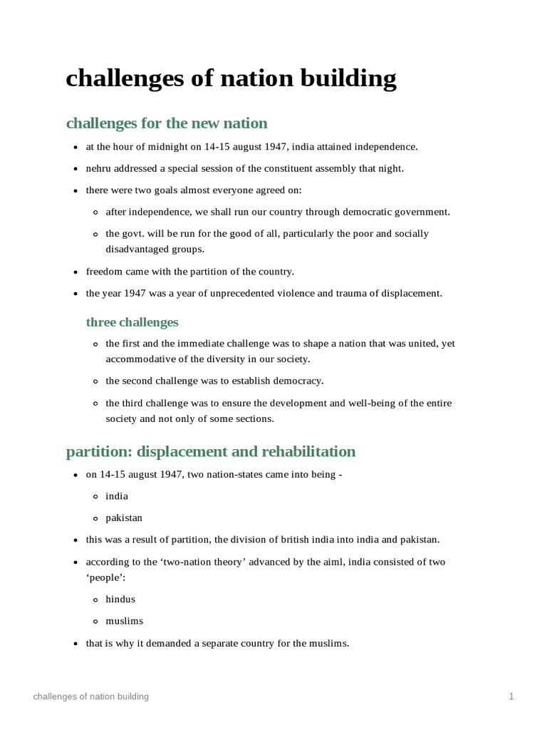 Challenges of Nation Building | PDF