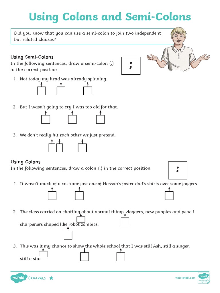Colons and Semi-Colons Practice | PDF | Language Arts & Discipline ...