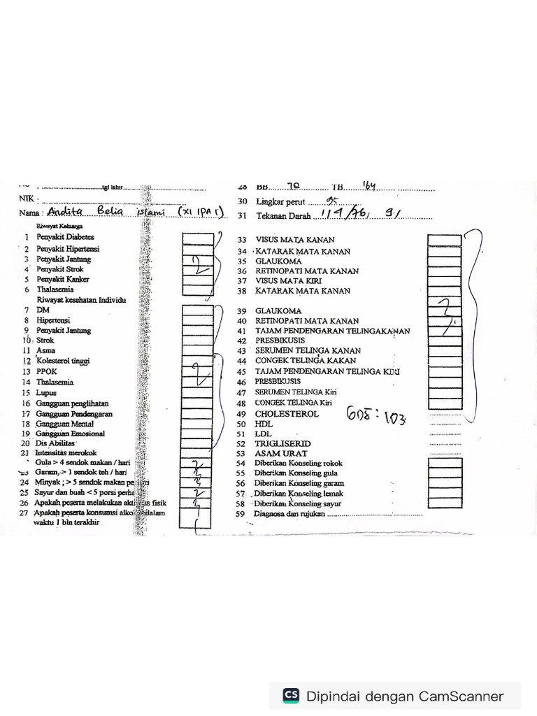 Form Skrining PTM | PDF