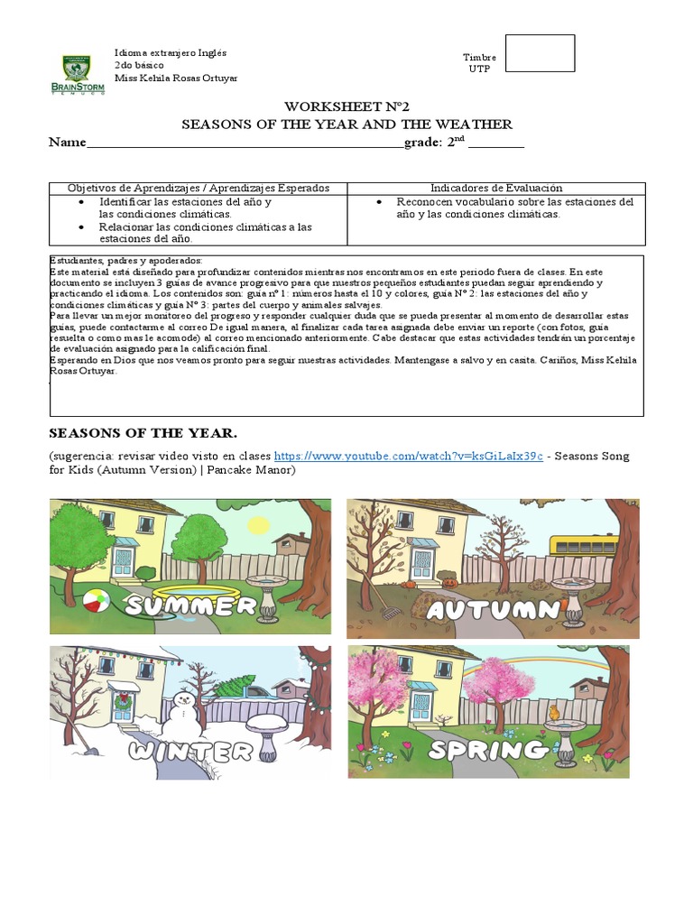 Guía 2 Inglés 2do Básico | PDF