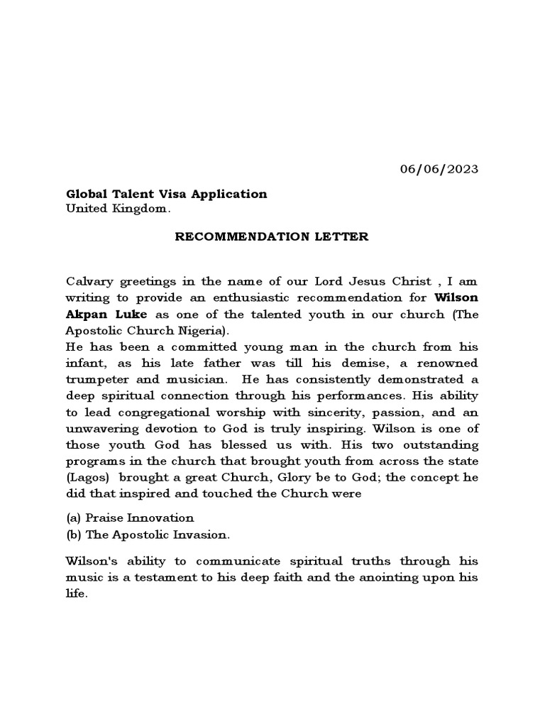 Recommendation Letter For Company | PDF | Faith | Ministry Of Jesus