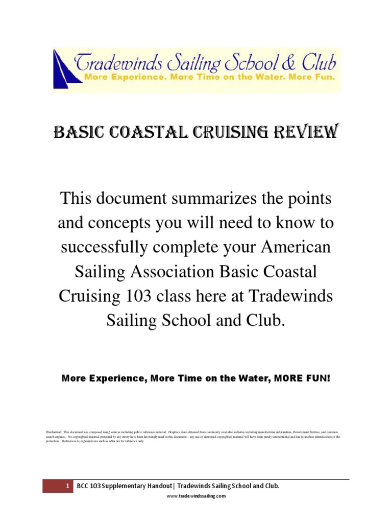 ASA 103 Basic Coastal Cruising Review | PDF