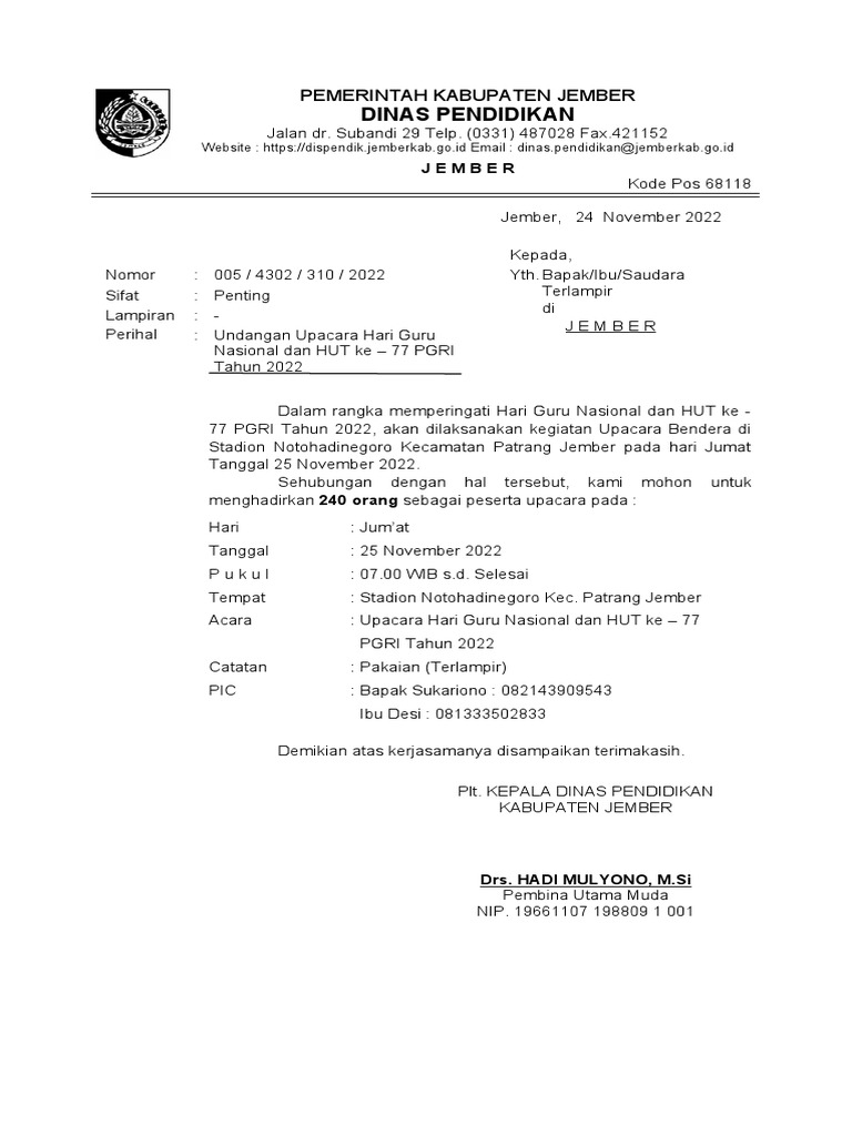 Surat Und Upacara HGN Jum'at | PDF