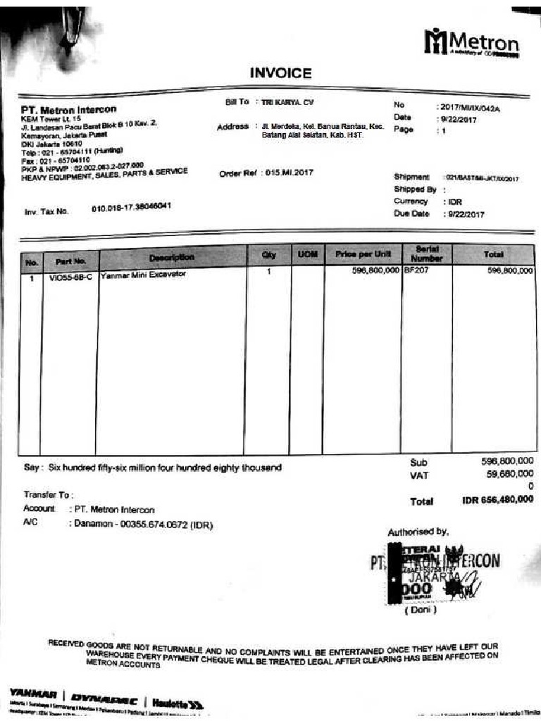 Invoice Exa Mini TK | PDF