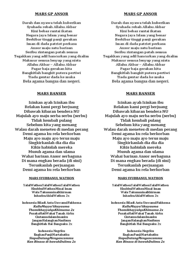 Lirik Mars ANSOR | PDF