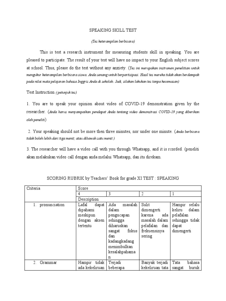 Instrument of Speaking Skill | PDF