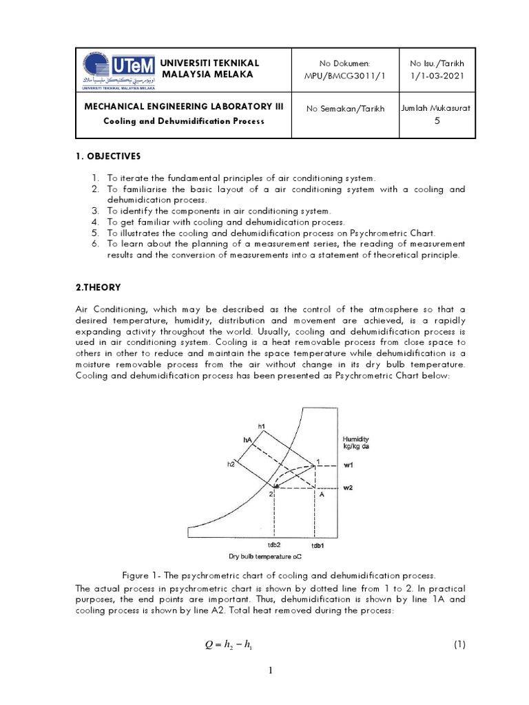 Exp T1 - Cooling and Dehumidification Process 2021 | PDF | Humidity ...