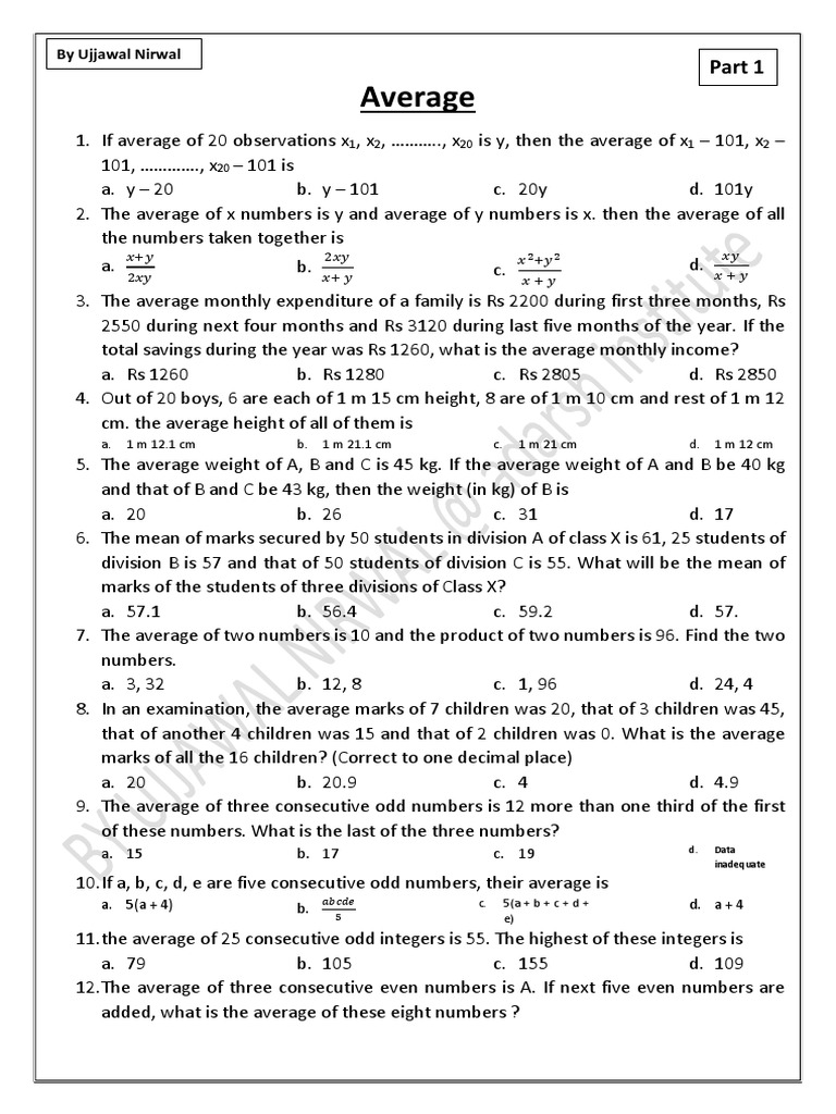 Average | PDF | Mathematical Objects | Mathematical Concepts