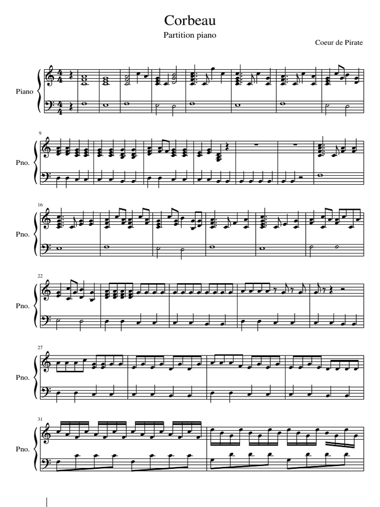 Corbeau - Coeur de Pirate Music Sheet | PDF