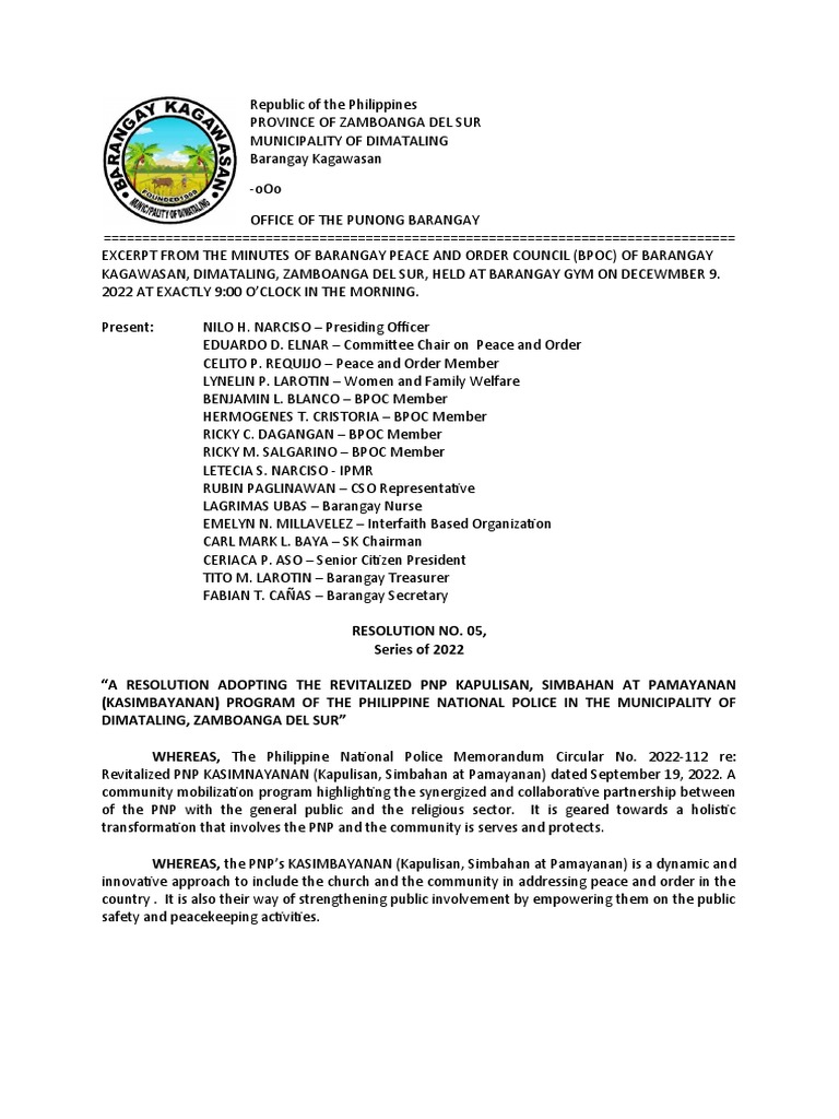 BPOC-Resolution-2022 | PDF