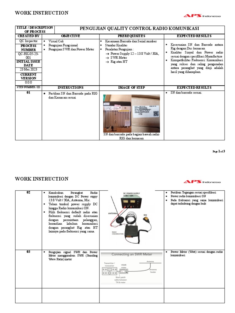 Work Instruction Radio Comunication | PDF