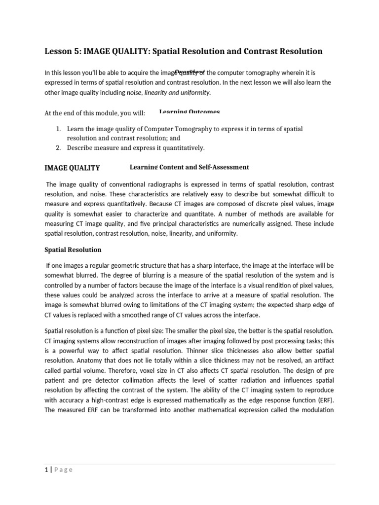 Understanding Spatial Resolution in CT | PDF | Optical Resolution ...