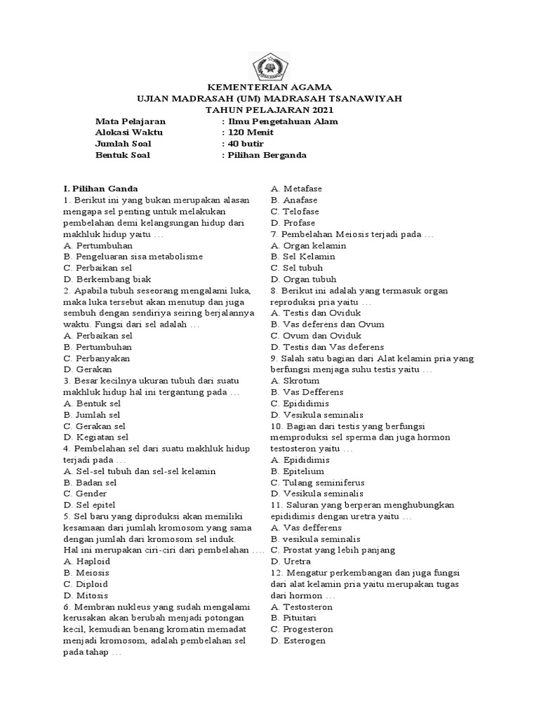 Soal Um Ipa Kls 9 | PDF