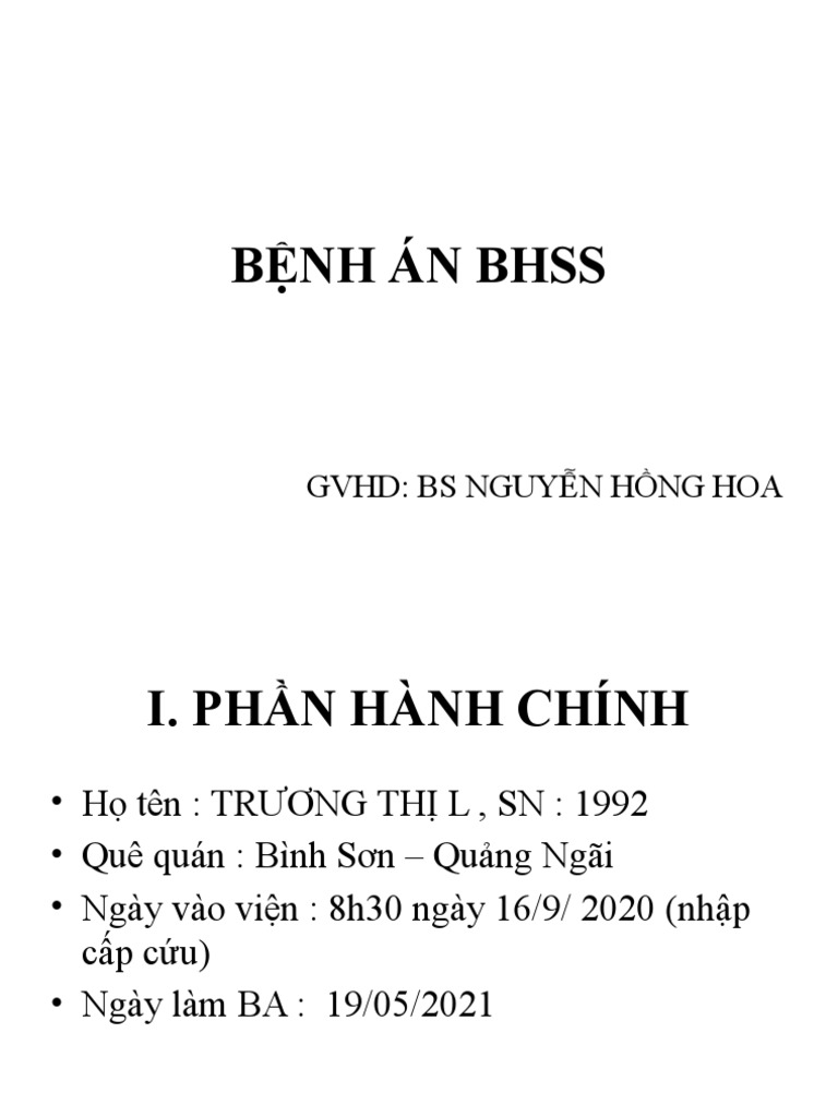 Bệnh Án Bhss | PDF