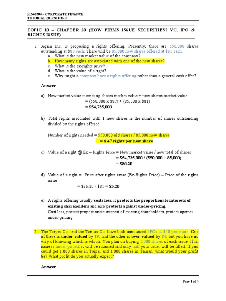 CF Tutorial 10 - Solutions | PDF