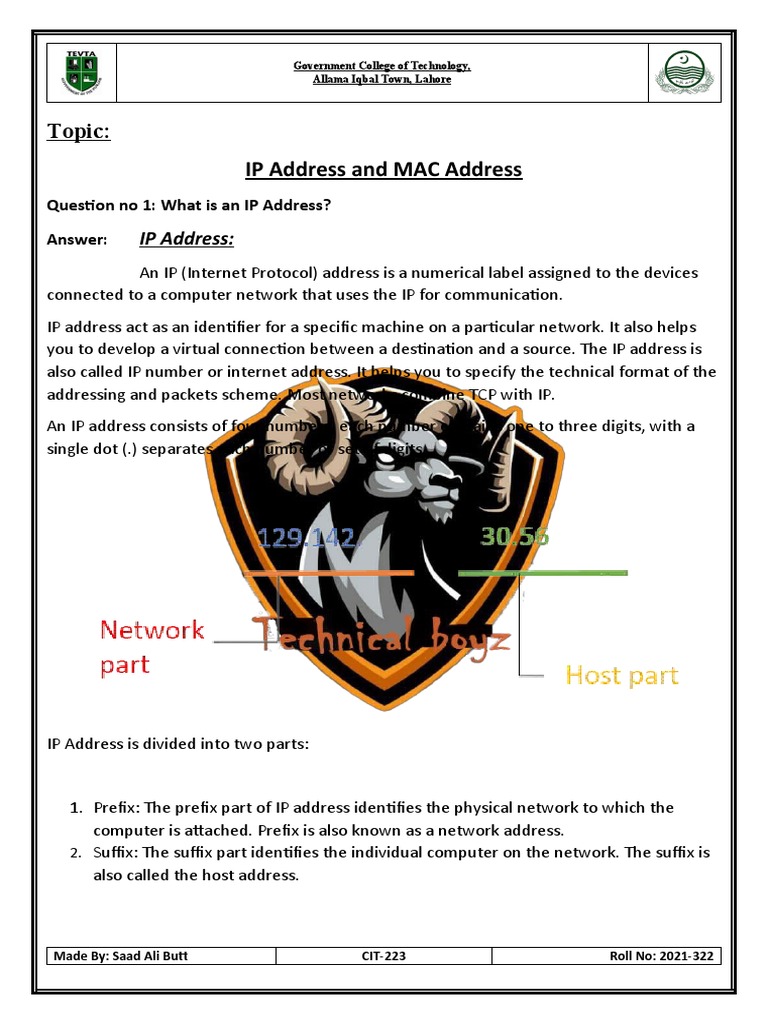Assignment IP Address and MAC Address | PDF | Ip Address | Computer Network