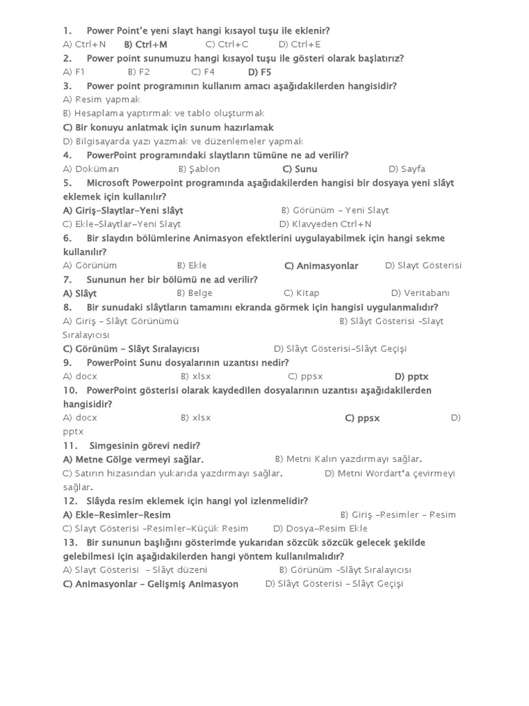 Power Point Test Pdf