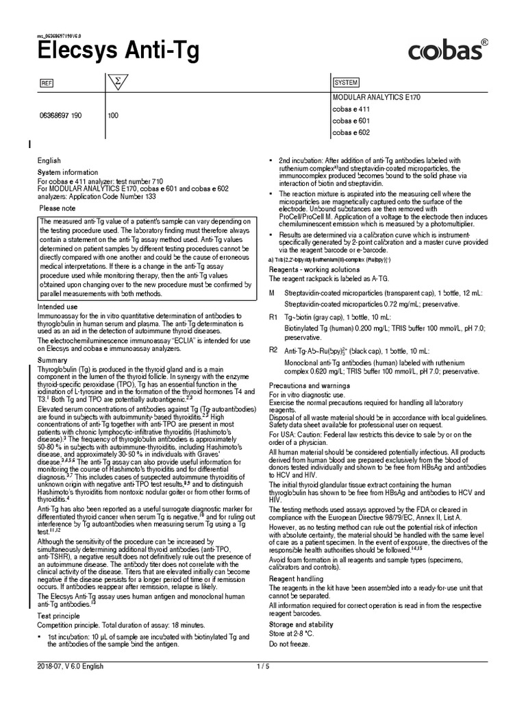 Anti-Tg 2018-07 v6 | PDF | Detection Limit | Clinical Medicine