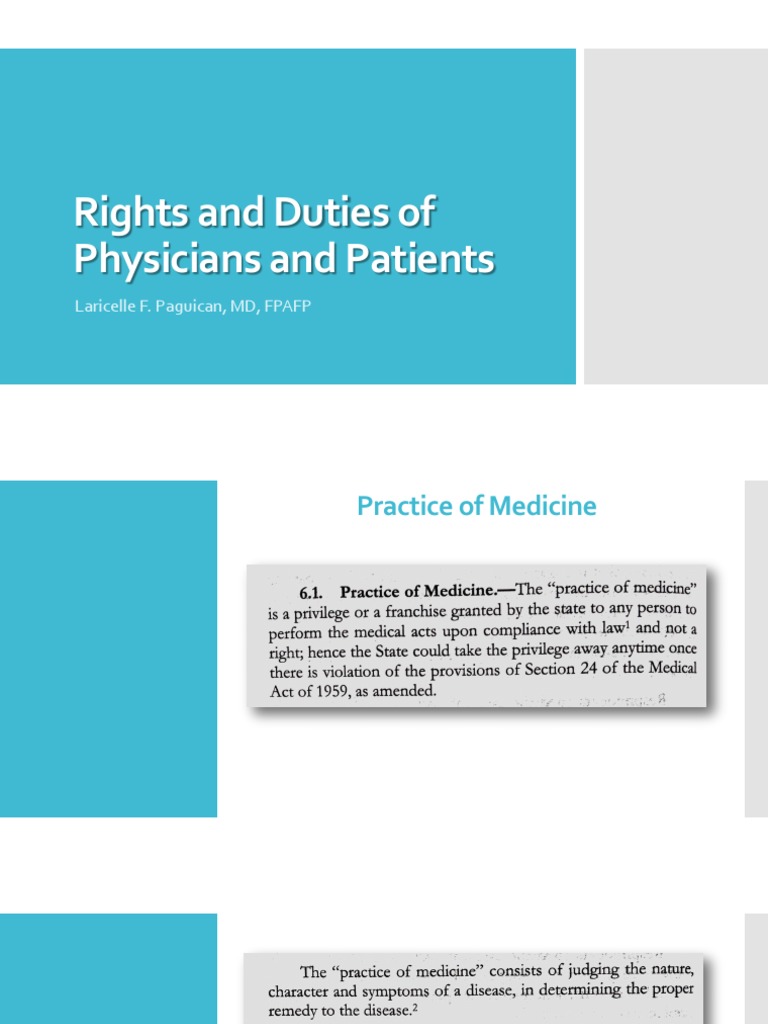 Rights and Duties of Physicians and Patients Student's | PDF | Informed ...