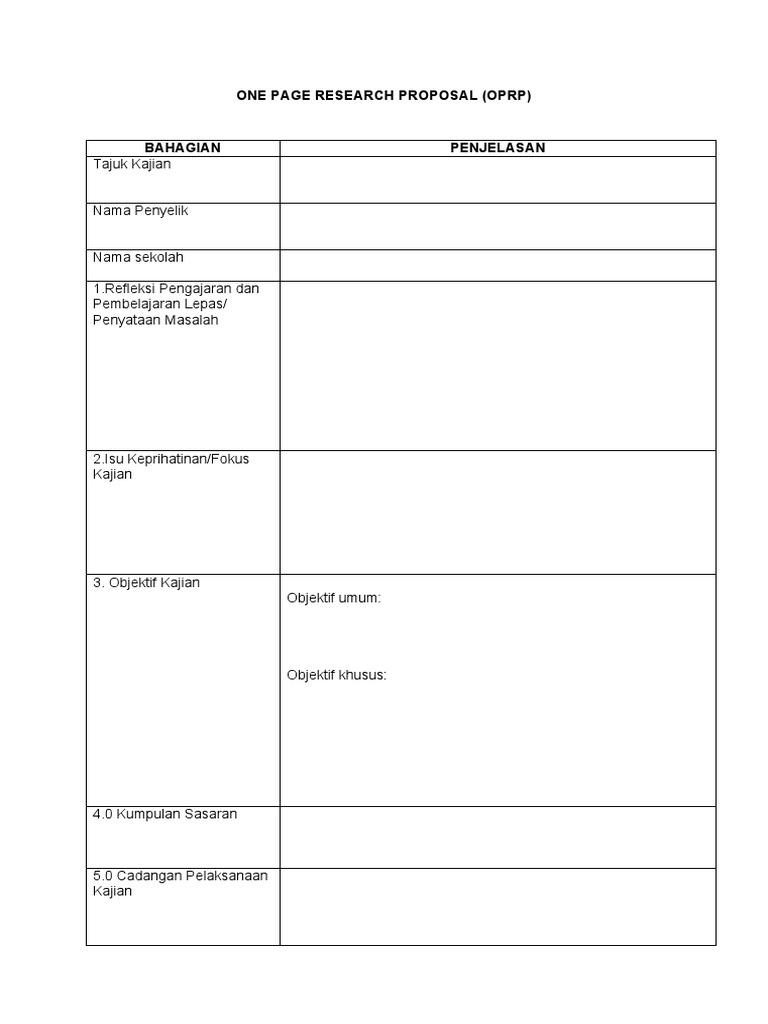 One Page Research Proposal | PDF