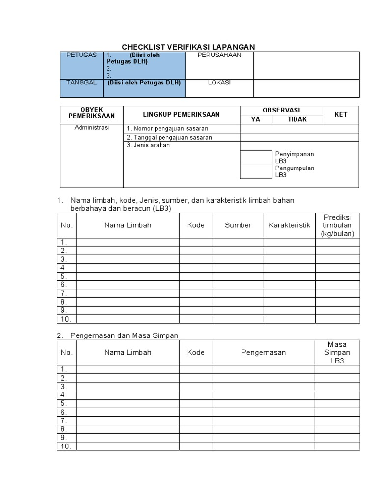 Check List Rintek TPS LB3 | PDF