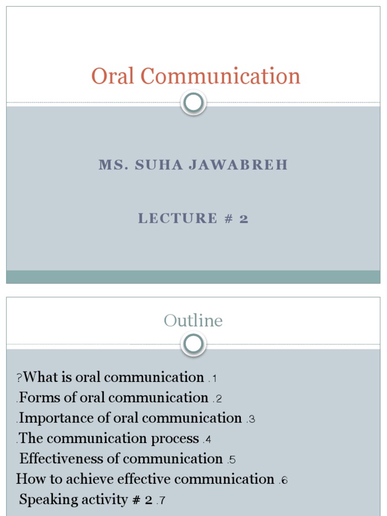 Oral Communication Lecture 2 - 0 | PDF | Communication | Human ...