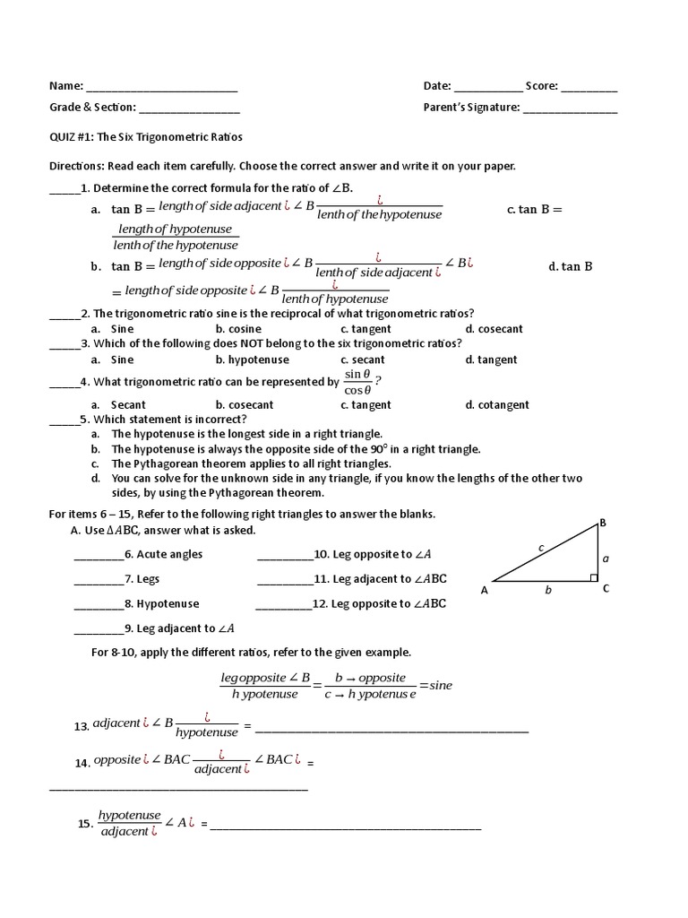 Q4 G9 Quiz | PDF | Trigonometric Functions | Trigonometry