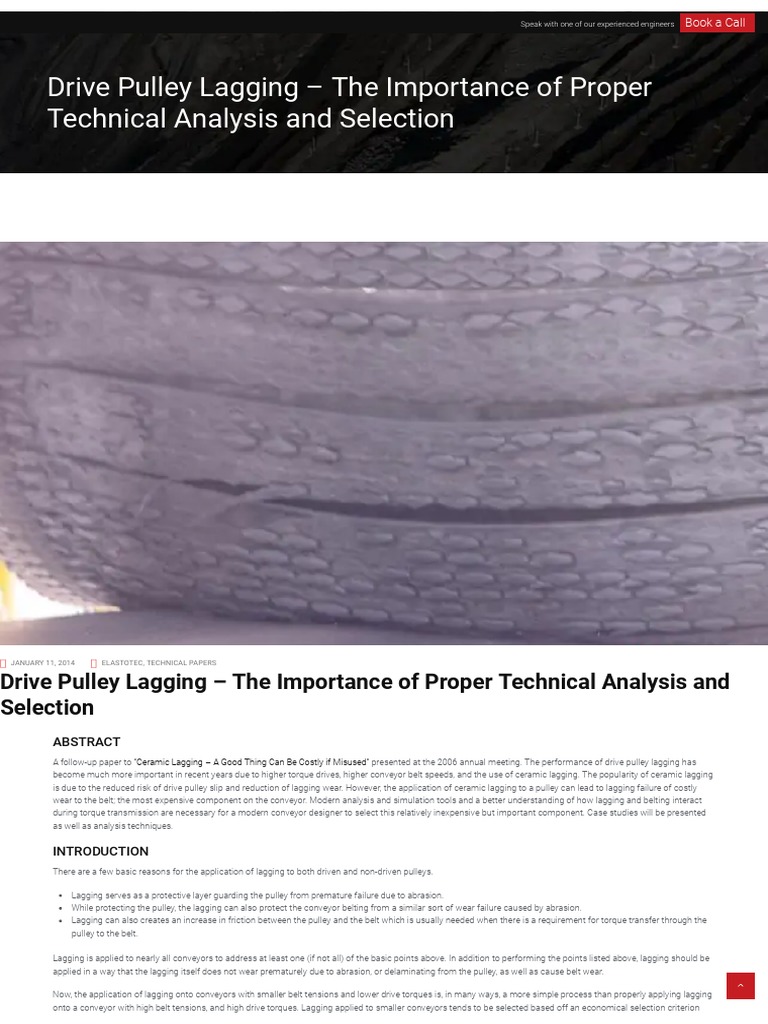 Drive Pulley Lagging The Importance of Proper Technical Analysis and ...