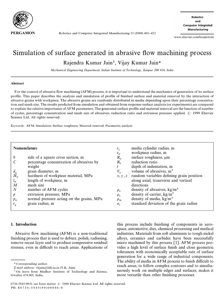 Simulation of Abrasive Flow Machining | PDF | Machining | Abrasive
