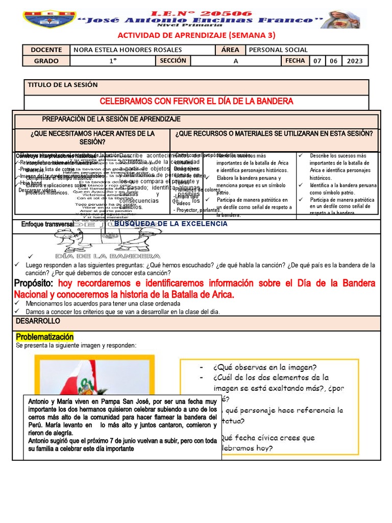 Actividad de Aprendizaje Dia de La Bandera | PDF | Evaluación | Ciencia ...