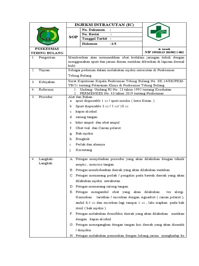 SOP INJEKSI IC | PDF